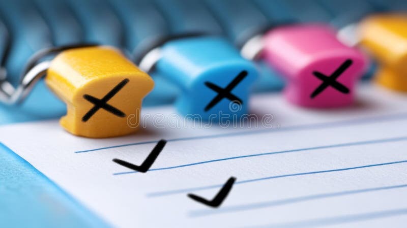 Colorful Binder Clips Indicate Choices on Lined Paper Stock ...