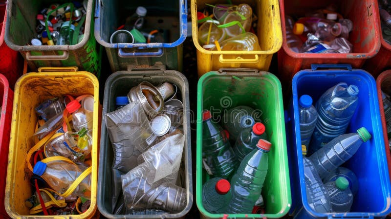 Colorful Bins with Recyclable Materials.AI Generated Image Stock Image ...