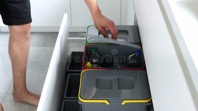 Colorful Bins for Sorting of Plastic, Paper Garbage and Organic Waste ...