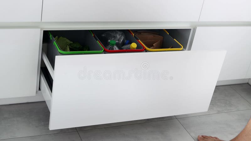 Colorful Bins for Sorting of Plastic, Paper Garbage and Organic Waste ...