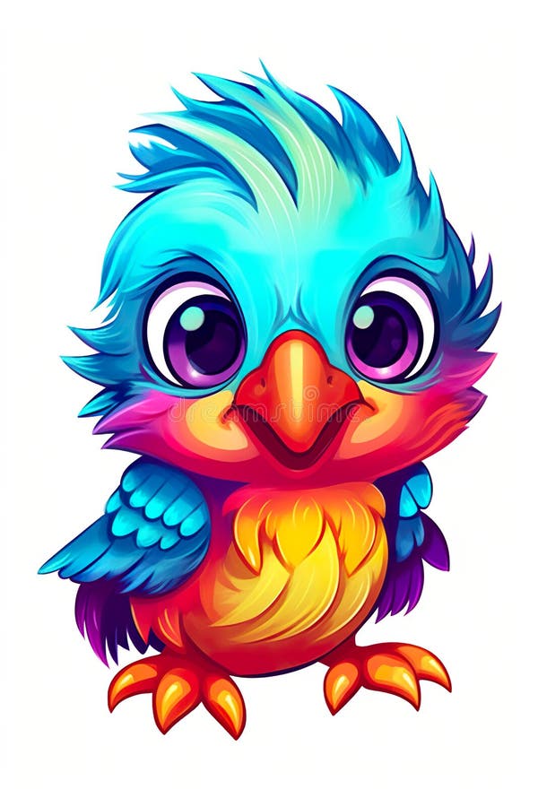 A Colorful Bird with Big Eyes. Generative AI Image. Stock Illustration ...