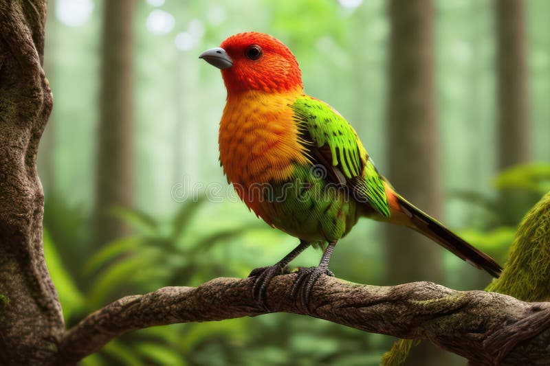 Colorful Bird Close-up on Branch in the Forest. Generative AI Stock ...