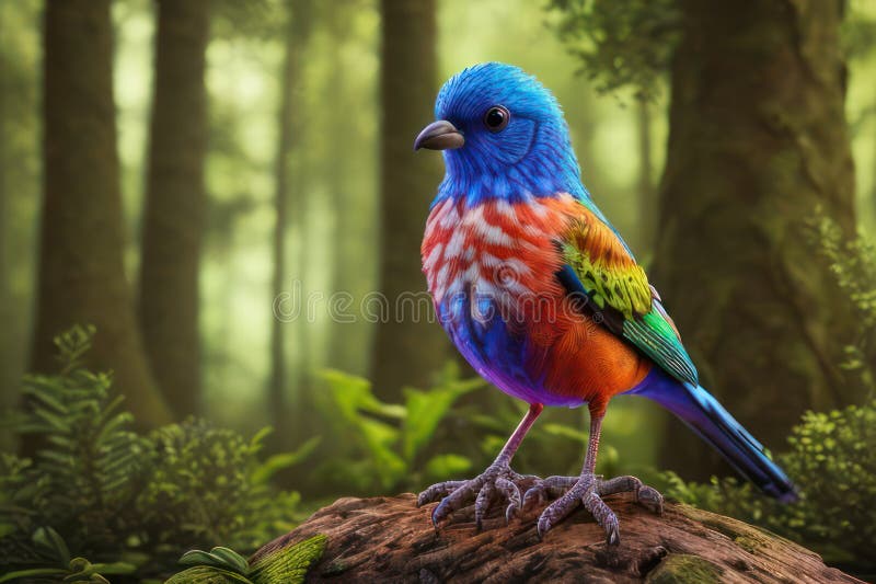 Colorful Bird Close-up in the Forest. Generative AI Stock Illustration ...