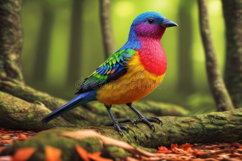 Colorful Bird Close-up in the Forest. Generative AI Stock Illustration ...