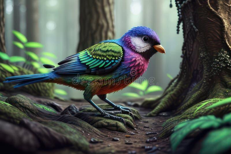 Colorful Bird Close-up in the Forest. Generative AI Stock Illustration ...