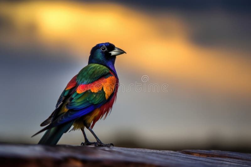 Colorful Bird with Dramatic Sky in the Background Stock Illustration ...