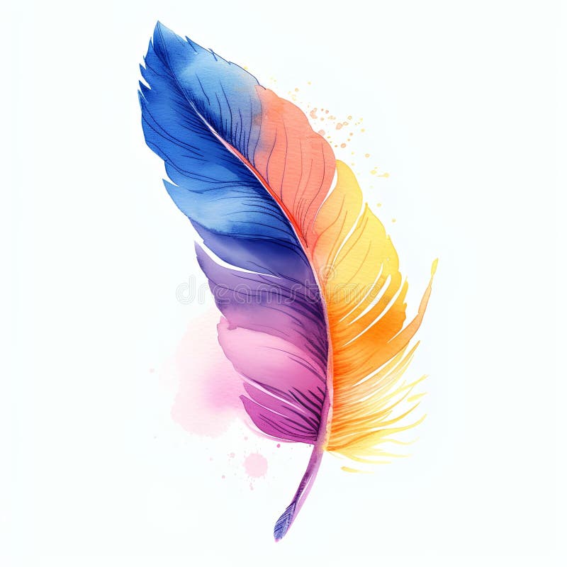 Colorful Bird Feather Watercolor Paint Stock Illustration ...