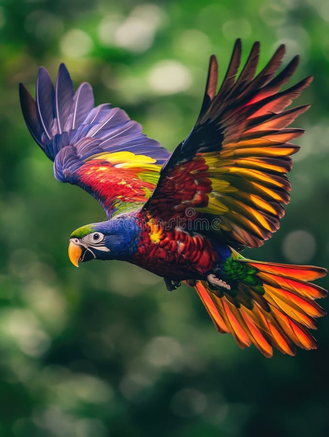 Colorful bird in flight stock photo. Image of freedom - 374314554