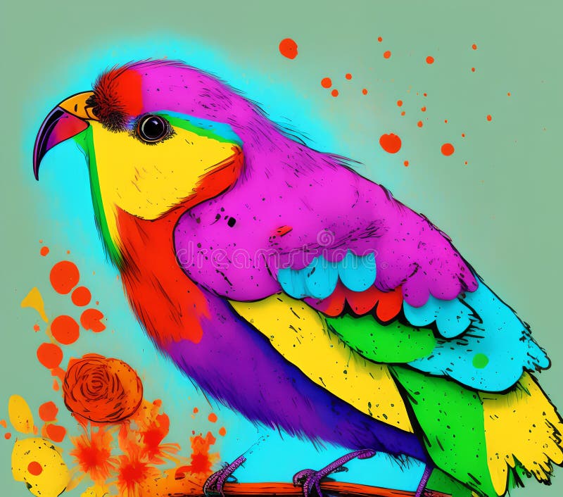 Colorful Bird, Generative AI Illustration Stock Illustration ...