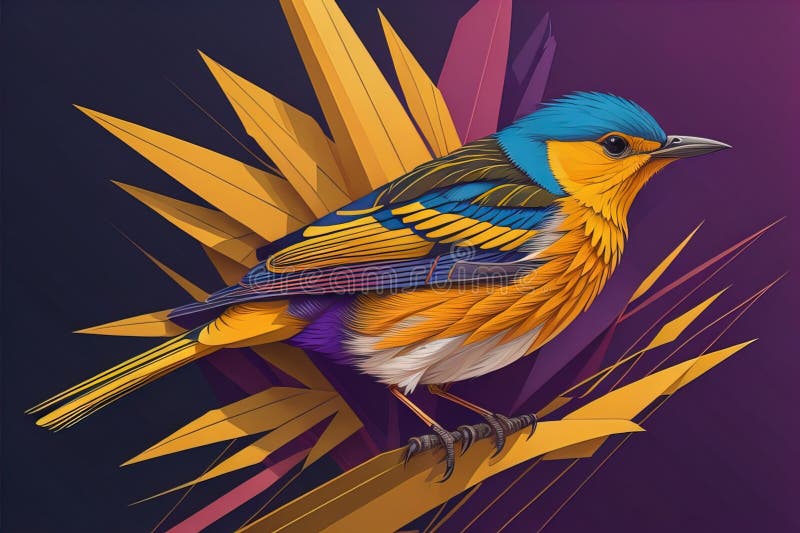 Colorful Bird in Grunge Style. Vector Illustration Stock Illustration ...