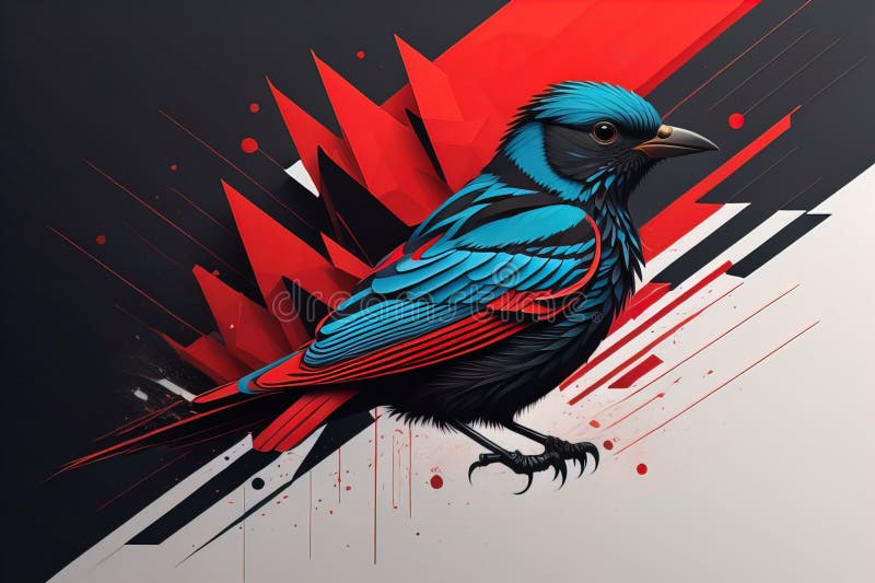 Colorful Bird in Grunge Style. Vector Illustration Stock Illustration ...