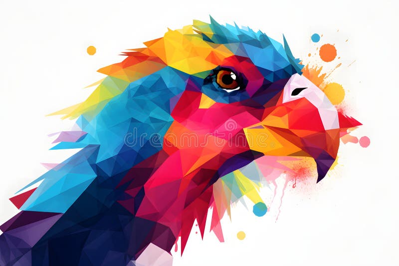 Colorful Bird S Head is Shown in Low - Poly Art Style. Generative AI ...