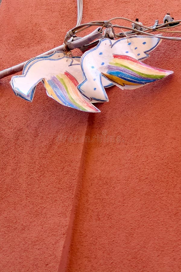 Hand-drawn Rainbow Birds Hanging on Wires Stock Image - Image of ...