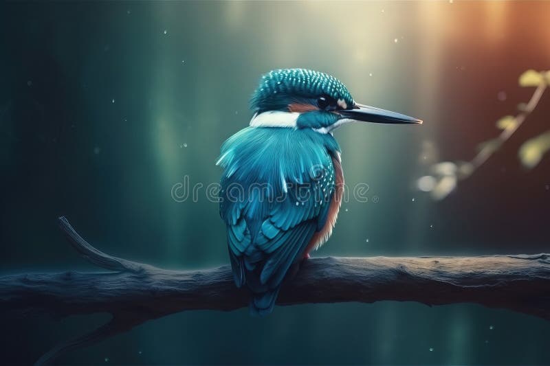 A Colorful Bird Sitting on a Branch in the Dark Night Stock ...