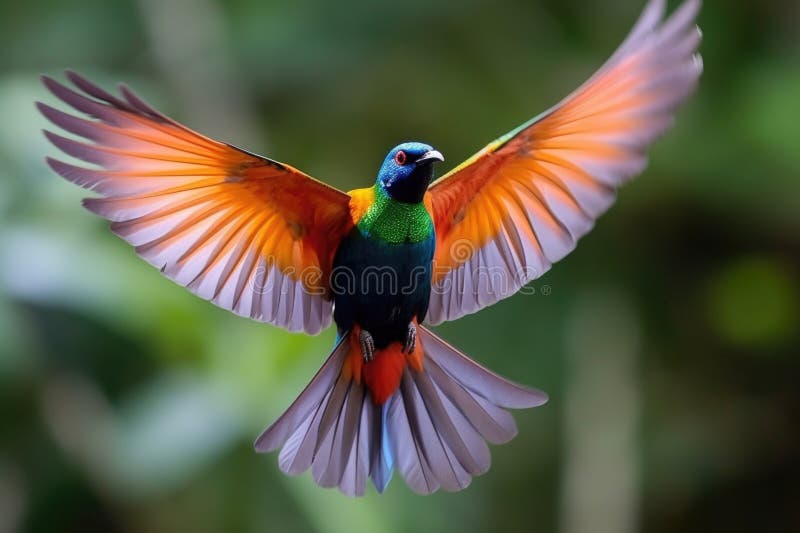 Colorful Bird Species in Flight, Wings Stretched and Fluttering Stock ...