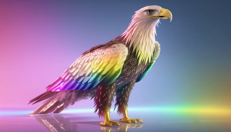 A Colorful Bird Standing on Top of a Reflective Surface with a Blue Sky ...