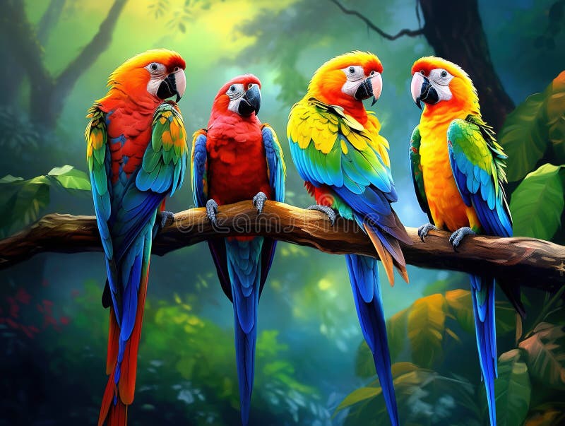 Ai Generated Illustration Wildlife Concept of Colorful Birds Stock ...