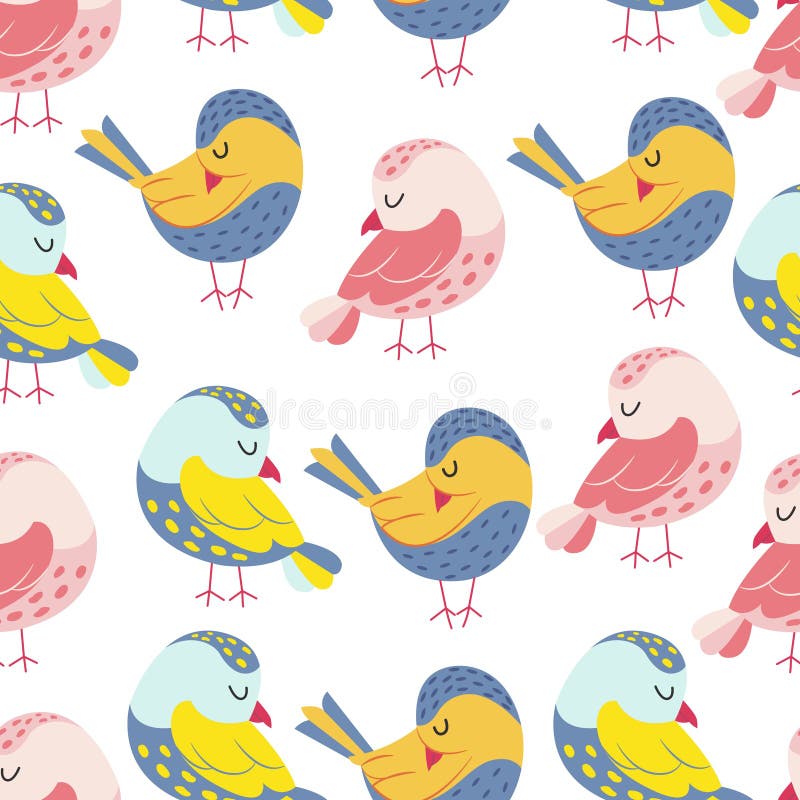 Colorful Birds Seamless Pattern. Exotic Birds in Different Print Poses ...