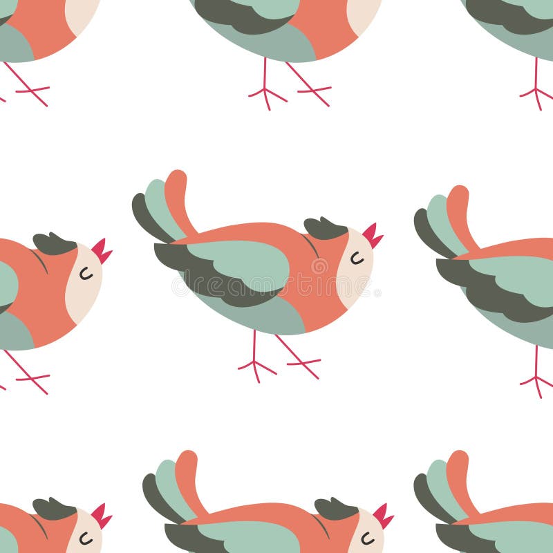 Colorful Birds Seamless Pattern. Exotic Birds in Different Print Poses ...