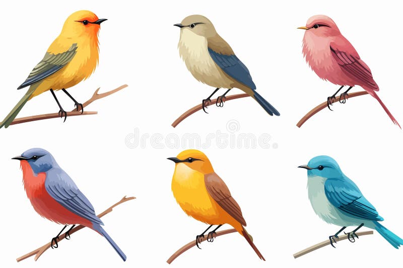 Colorful Birds Set Isolated Vector Style Illustration Stock Vector ...