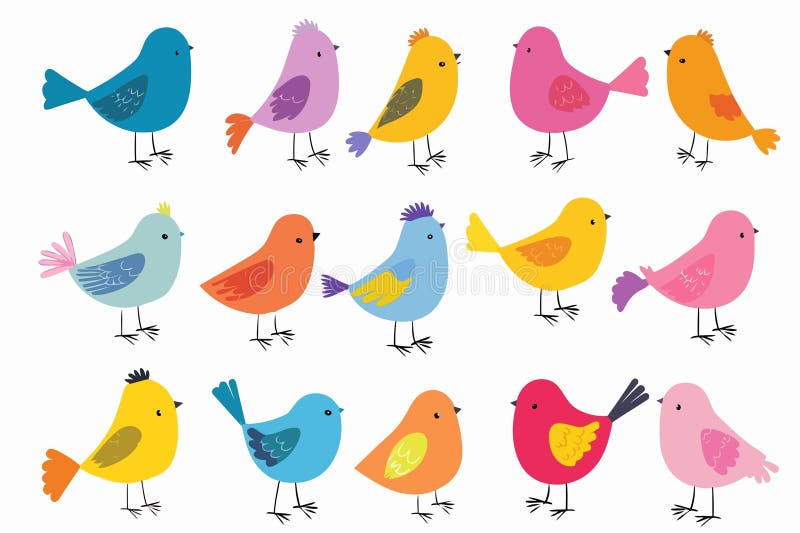 Colorful Birds Set Stock Image Isolated Vector Style Stock Vector ...