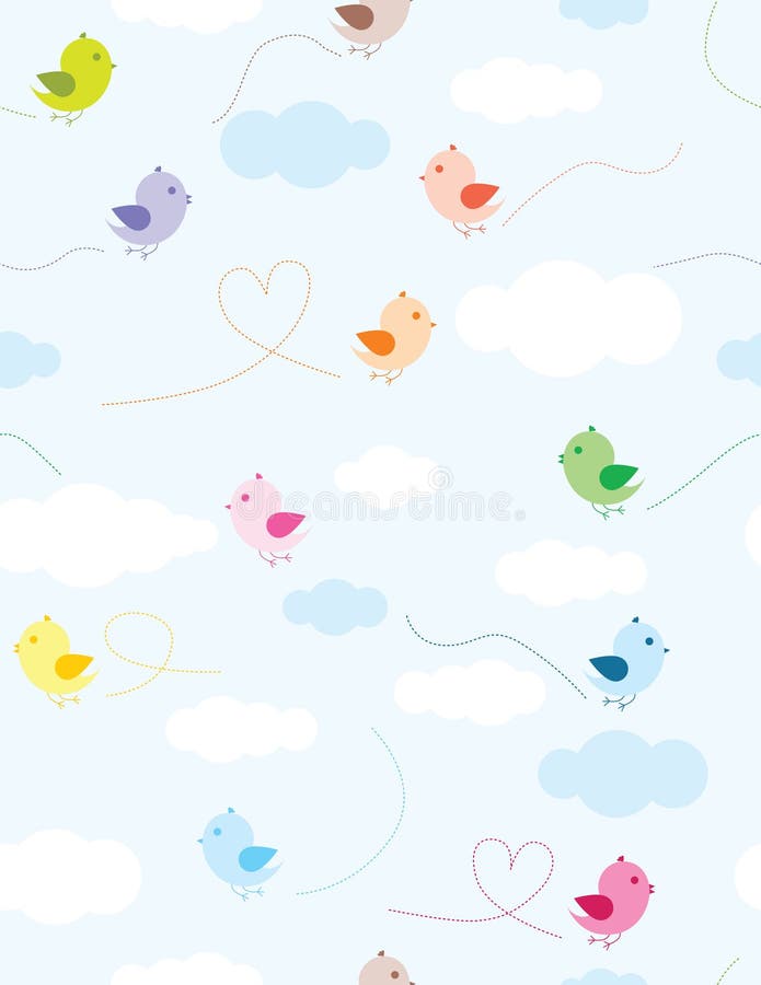 Colorful birds in the sky stock vector. Illustration of seamless - 19149481