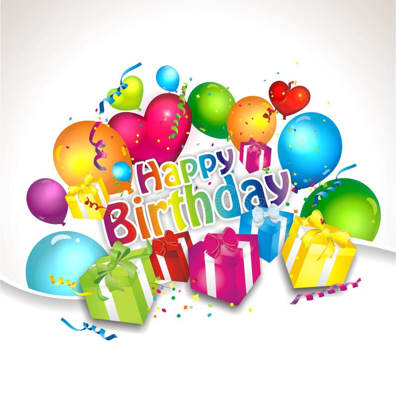 Colorful Birthday Greeting Card with Flowers Stock Vector ...