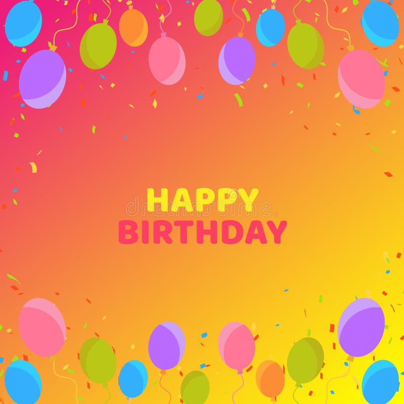 Colorful Birthday Background with Balloons and Confetti Stock Vector ...