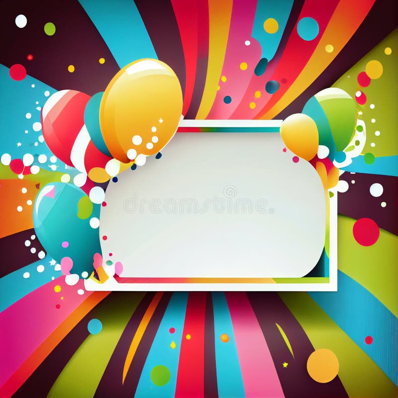 Colorful Birthday Background with Rectangle Area Stock Illustration ...