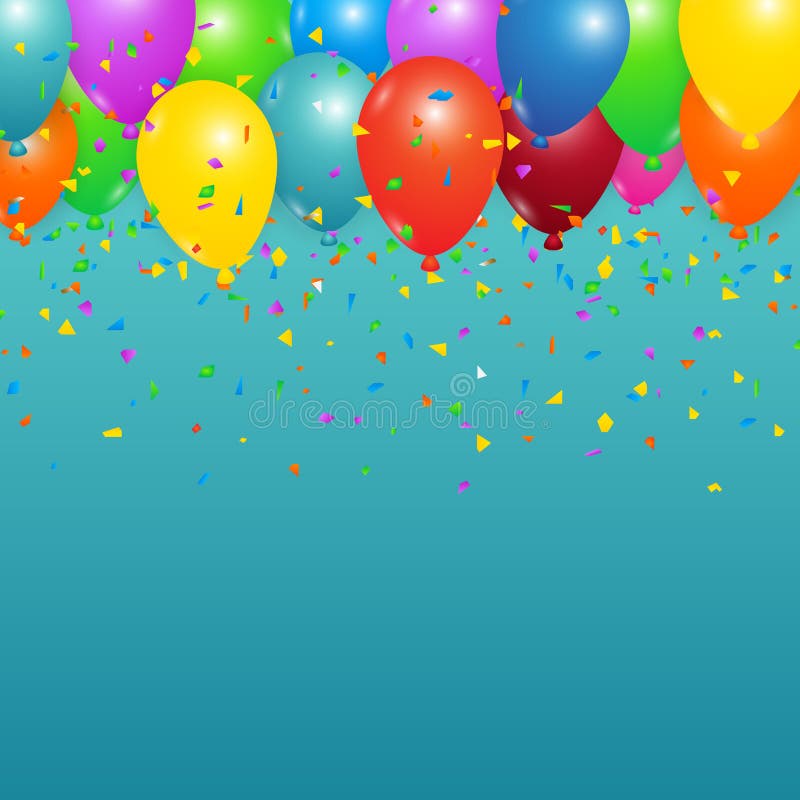Birthday Background with Colorful Confetti and Balloons on Background ... Birthday Background with Colorful Confetti and Balloons on Background ...