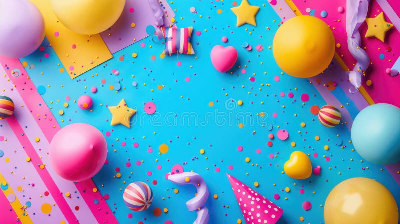 Colorful Birthday Bash Backdrop with Bright Theme Stock Illustration ...