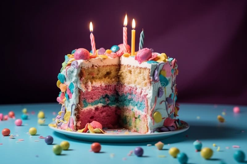 Colorful Birthday Cake Exploding and Melting. Conceptual Illustration ...