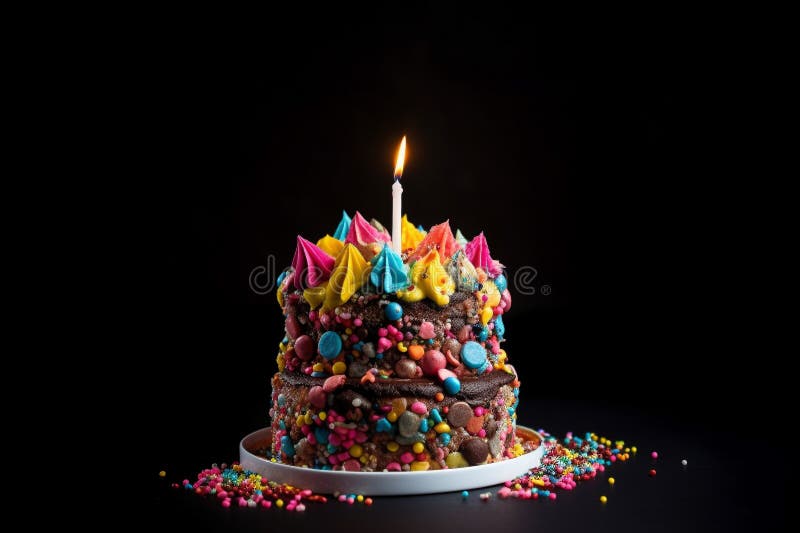 Colorful Birthday Cake Exploding and Melting. Conceptual Illustration ...