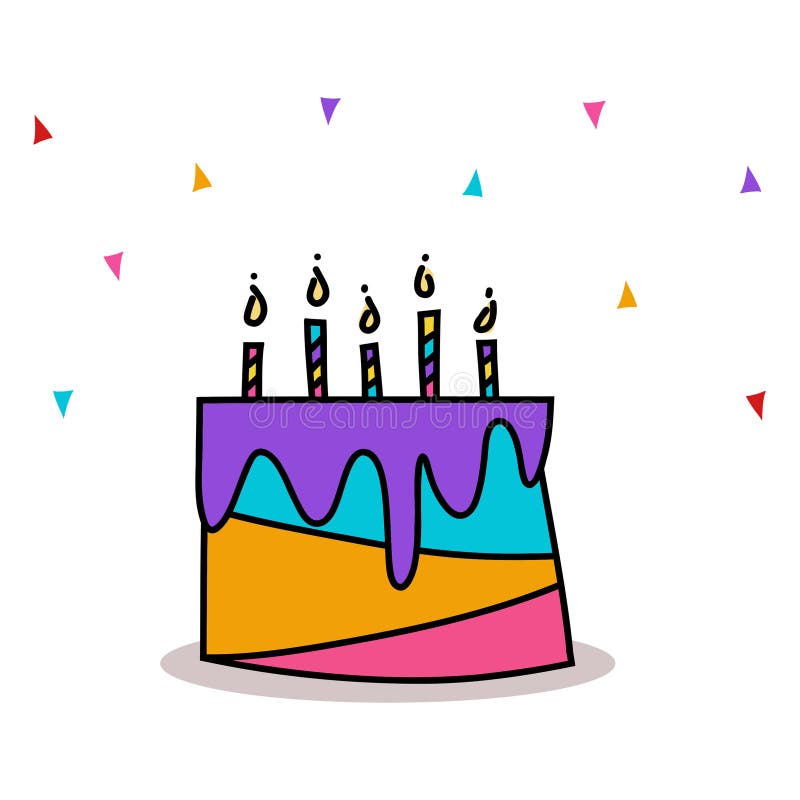 Colorful Birthday Cake Illustration Stock Image - Illustration of ...