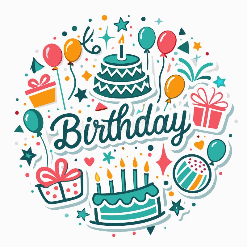 Colorful Birthday Party Elements Design Stock Vector - Illustration of ...