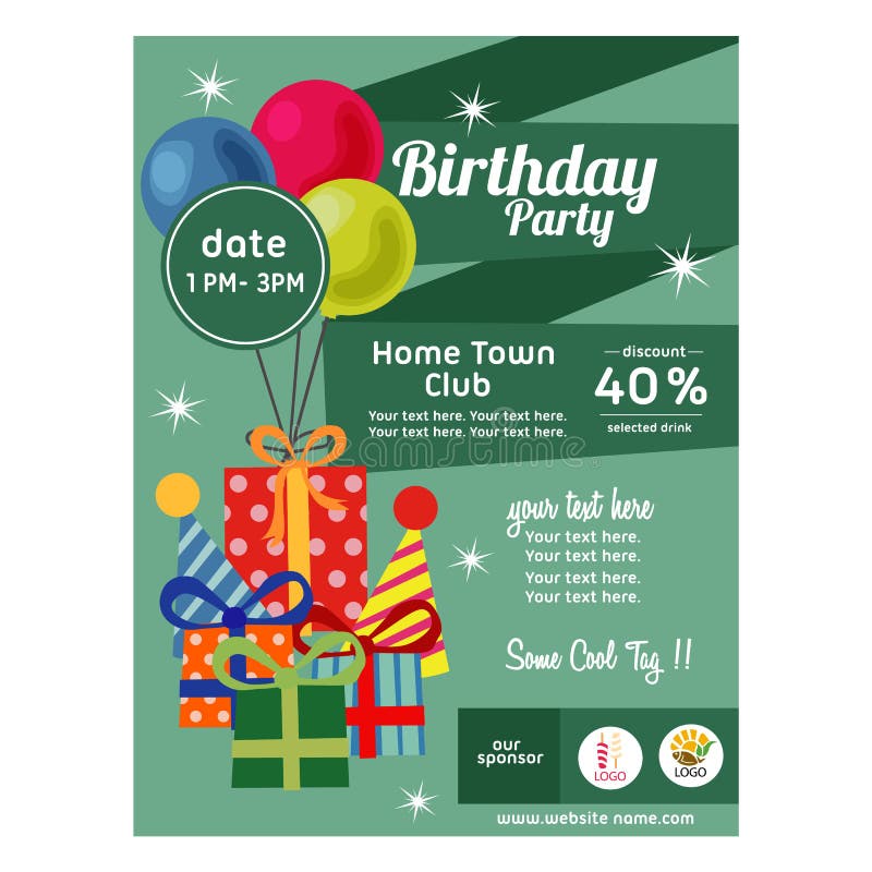 Colorful Birthday Party Poster Present Box Stock Vector - Illustration ...