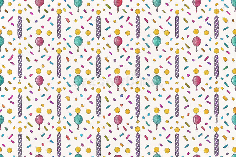 Colorful Birthday Pattern with Candles and Balloons Stock Illustration ...