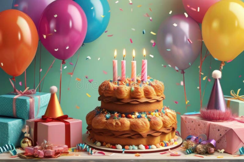 A Colorful Birthday Scene at 16-1-2025 Stock Illustration ...