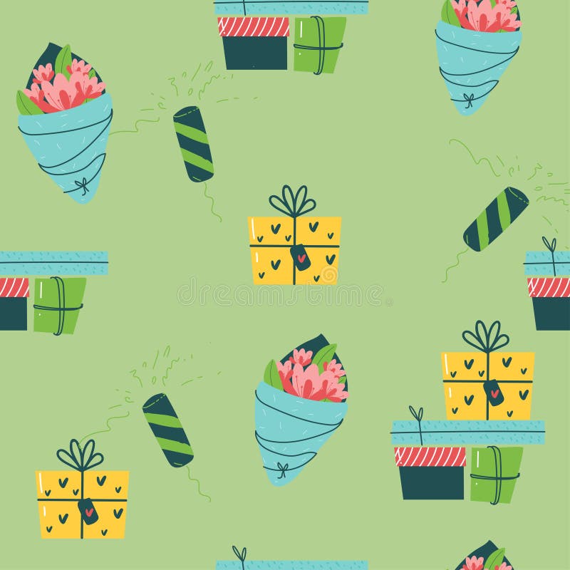 Colorful Birthday Seamless Pattern Perfect for Gift Wrap, Gift Bag and ...