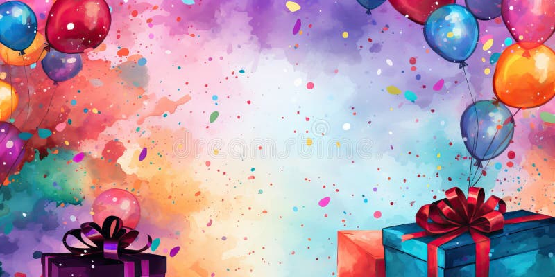 Colorful Birthday Theme Background with Presents AI Generated Stock ...