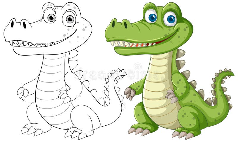 Colorful and Black-and-white Crocodile Stock Vector - Illustration of ...