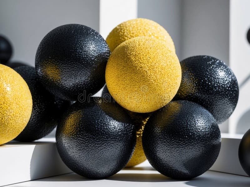 Colorful Black and Yellow Decorative Balls for Creative Design Projects Stock Image - Image of ...