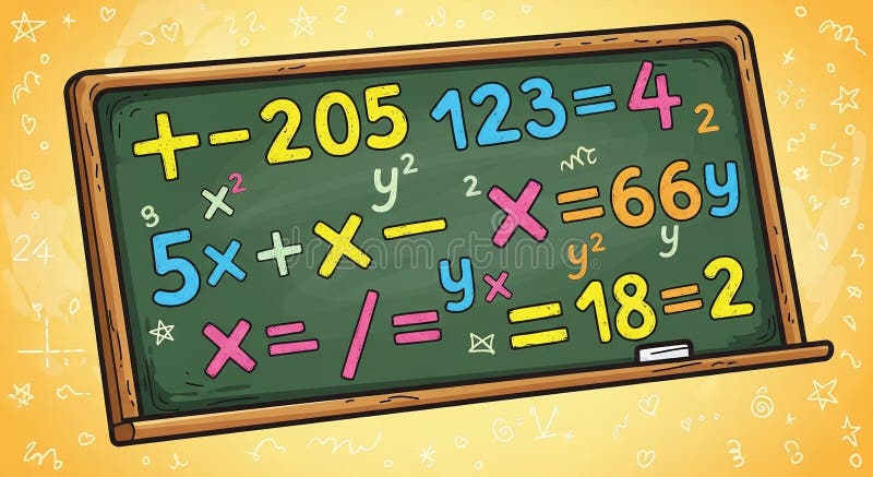 Colorful Blackboard Filled with Algebraic Equations, Math Symbols, and ...