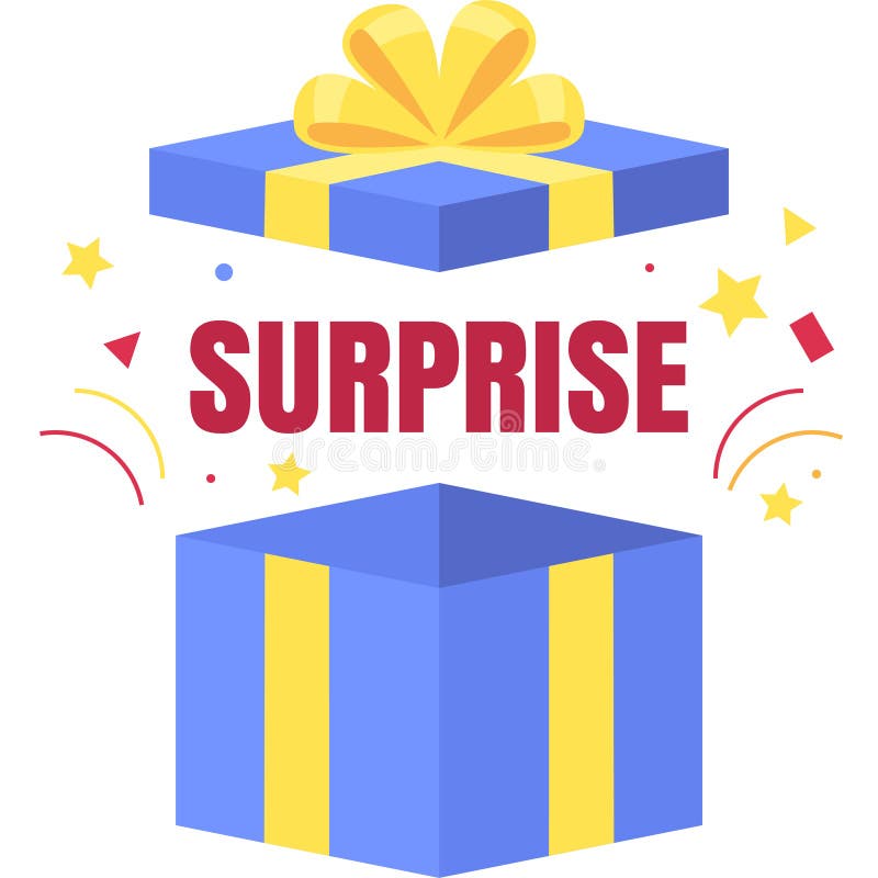 Colorful Blank Gift Box with Surprise Text in Flat Design for Using As ...