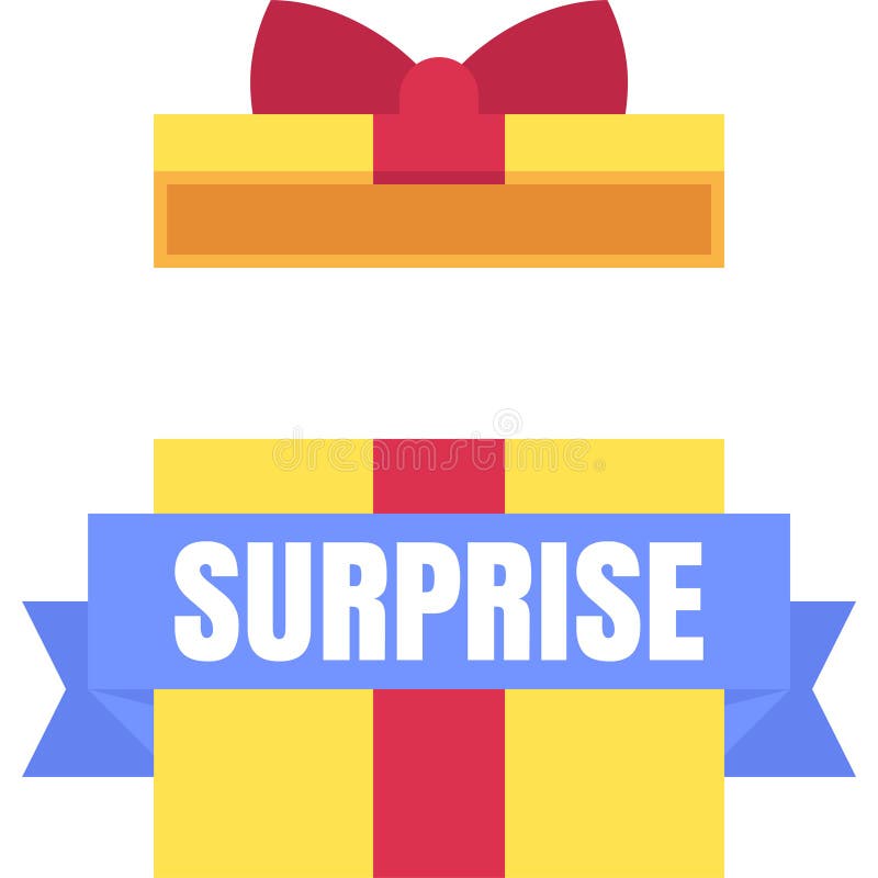 Colorful Blank Gift Box with Surprise Text in Flat Design for Using As ...