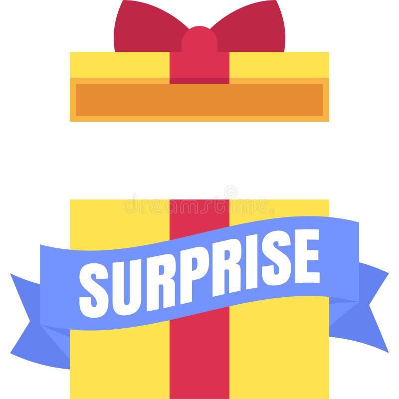 Colorful Blank Gift Box with Surprise Text in Flat Design for Using As ...