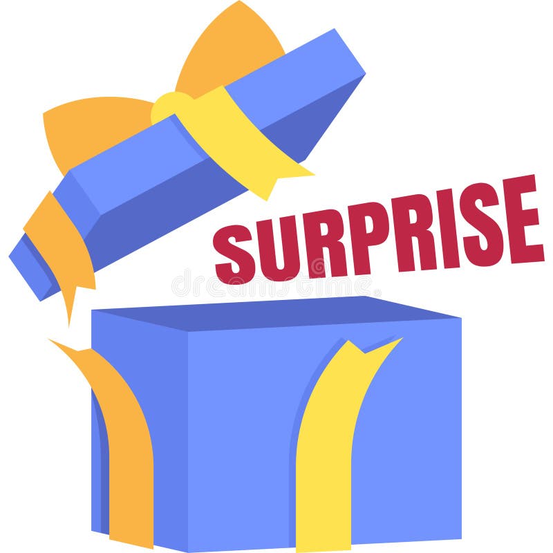 Colorful Blank Gift Box with Surprise Text in Flat Design for Using As ...