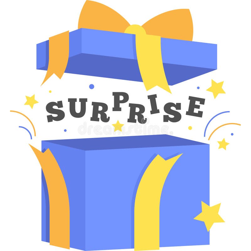 Colorful Blank Gift Box with Surprise Text in Flat Design for Using As ...