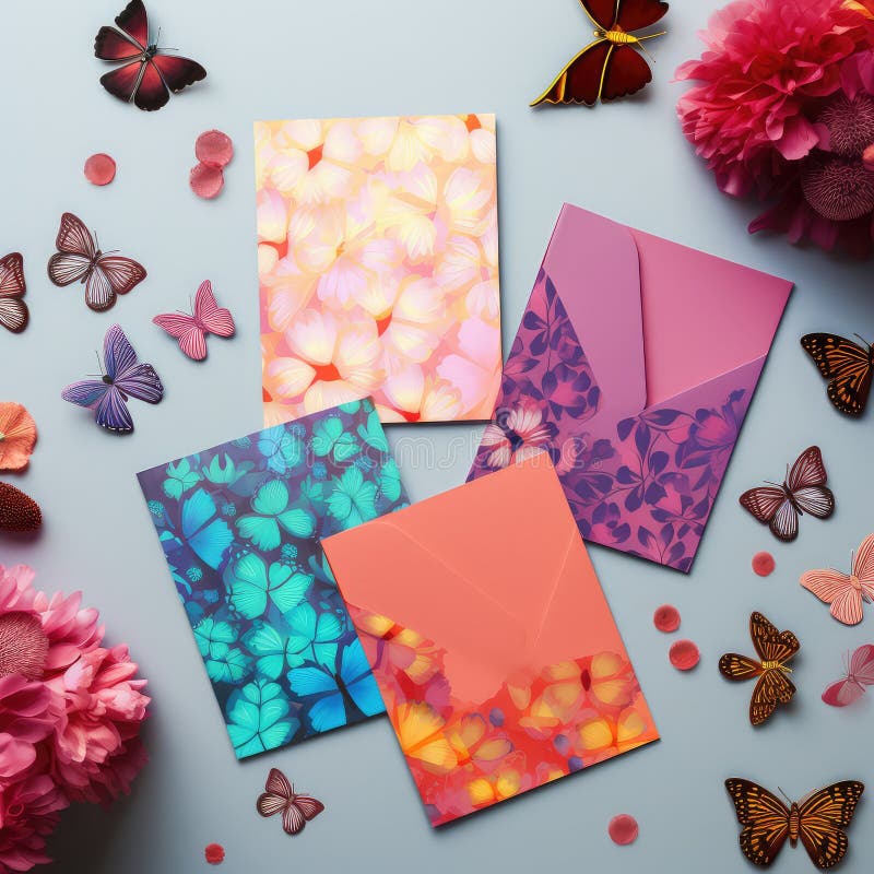 Colorful Blank Greeting Cards Mockup. AI Generative Stock Illustration ...