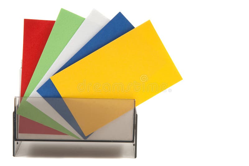 Colorful Blank Name Cards in a Box Stock Photo - Image of blank, black ...